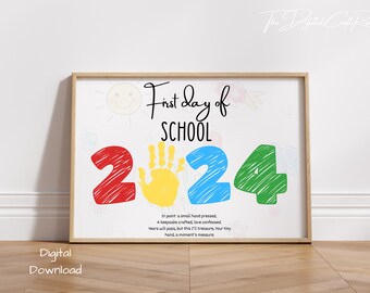First Day of School Handprint Art, Kindergarten Preschool Handprint ...
