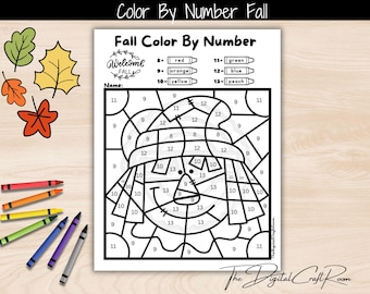 Autumn/fall Pumpkin Color by Number Coloring Page Thanksgiving Autumn ...