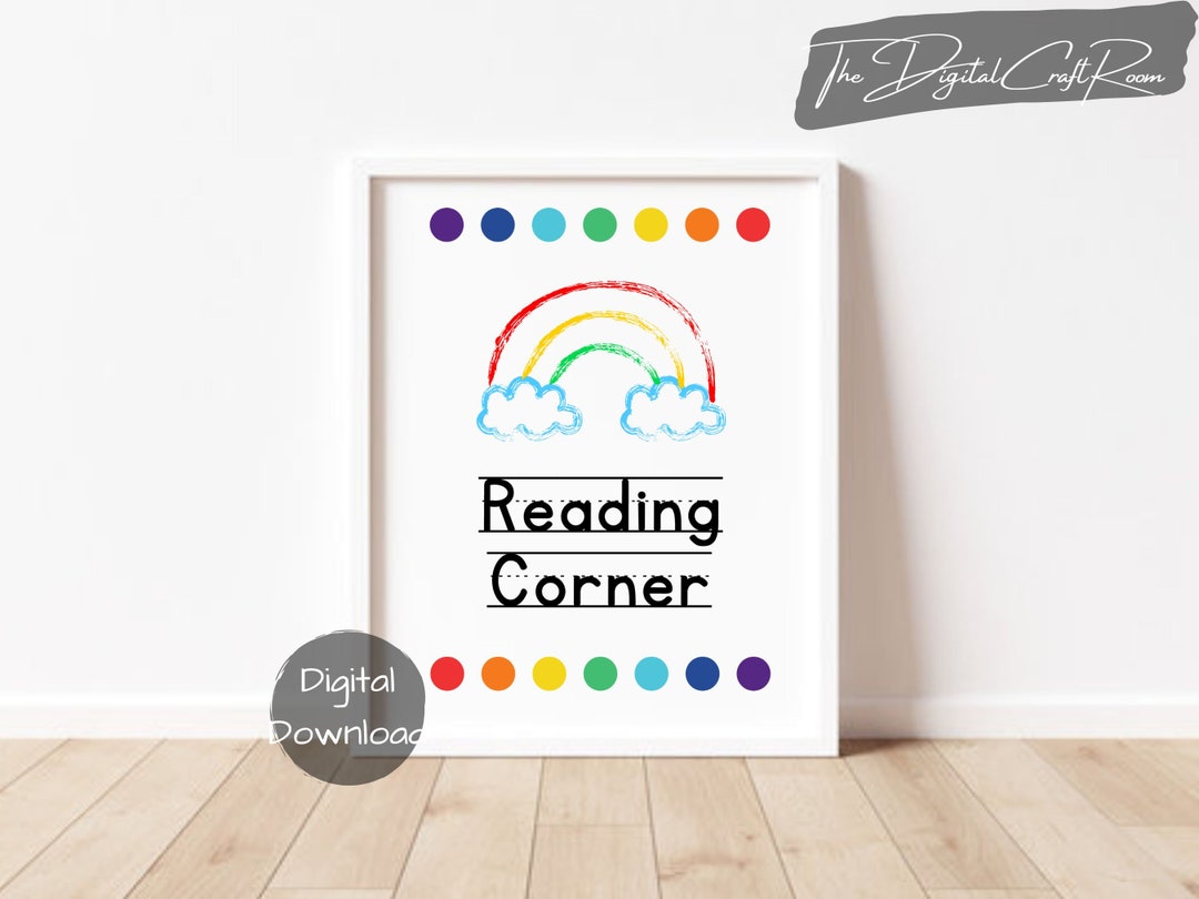 Reading Corner Sign, Let's Read, Reading Nook, Rainbow Classroom Decor ...