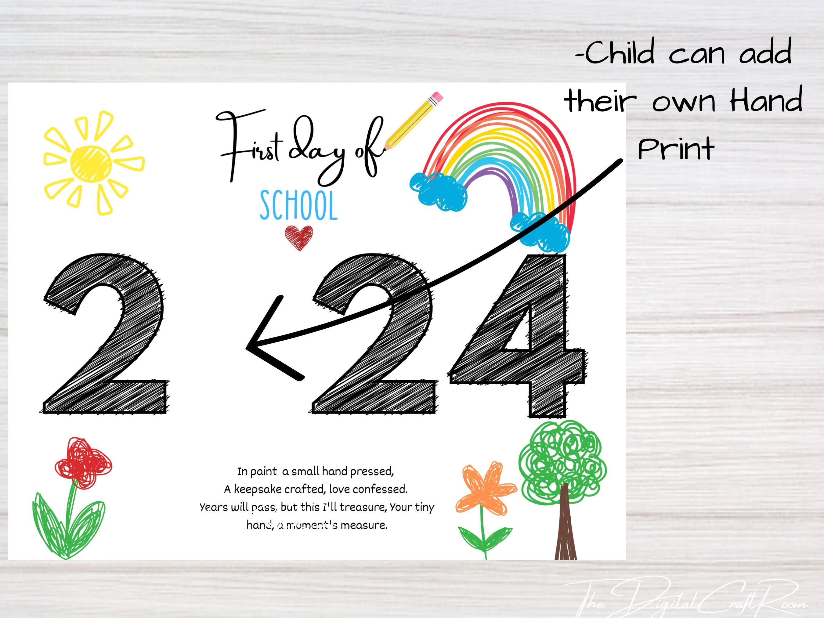 First Day of School Handprint Art, Kindergarten Preschool Handprint ...