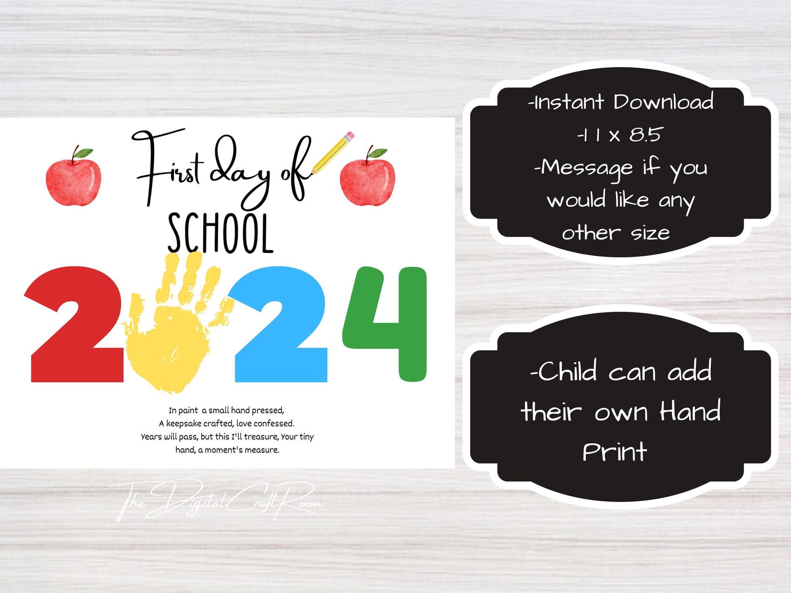 First Day of School Handprint Art, Kindergarten Preschool Handprint ...