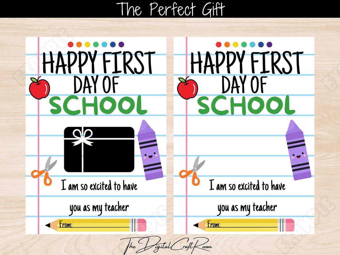 Printable First Day of School Gift Card Holder, Welcome Back to School ...