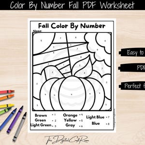 Autumn/fall Pumpkin Color by Number Coloring Page Thanksgiving Autumn ...