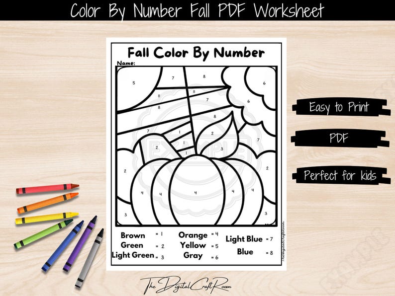 Autumn/fall Pumpkin Color by Number Coloring Page Thanksgiving Autumn ...