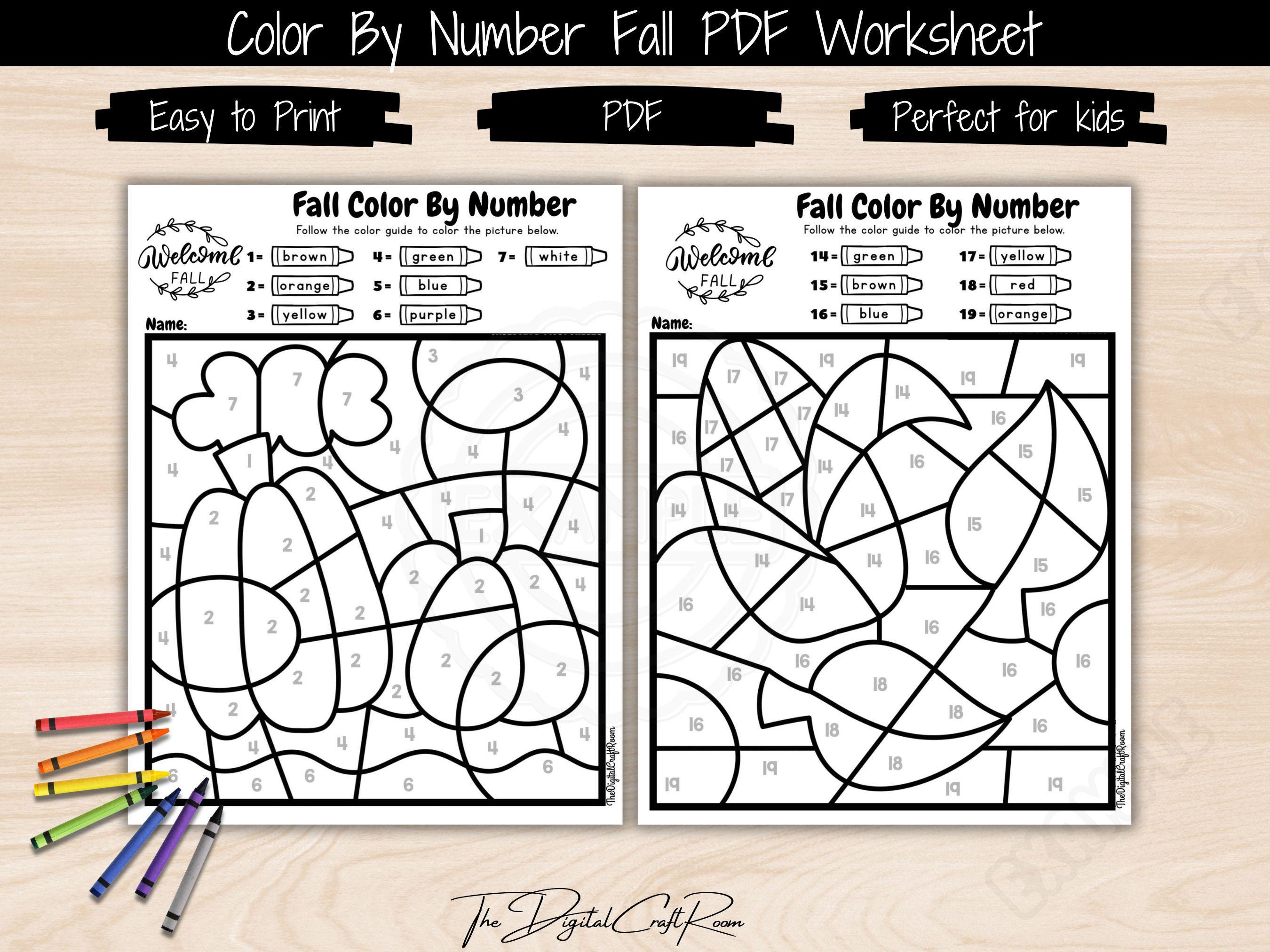 Fall Color by Number , Color by Number , Activity for Kids , Printable ...