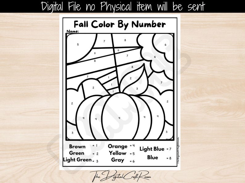 Fall Color by Number , Color by Number , Activity for Kids , Printable ...