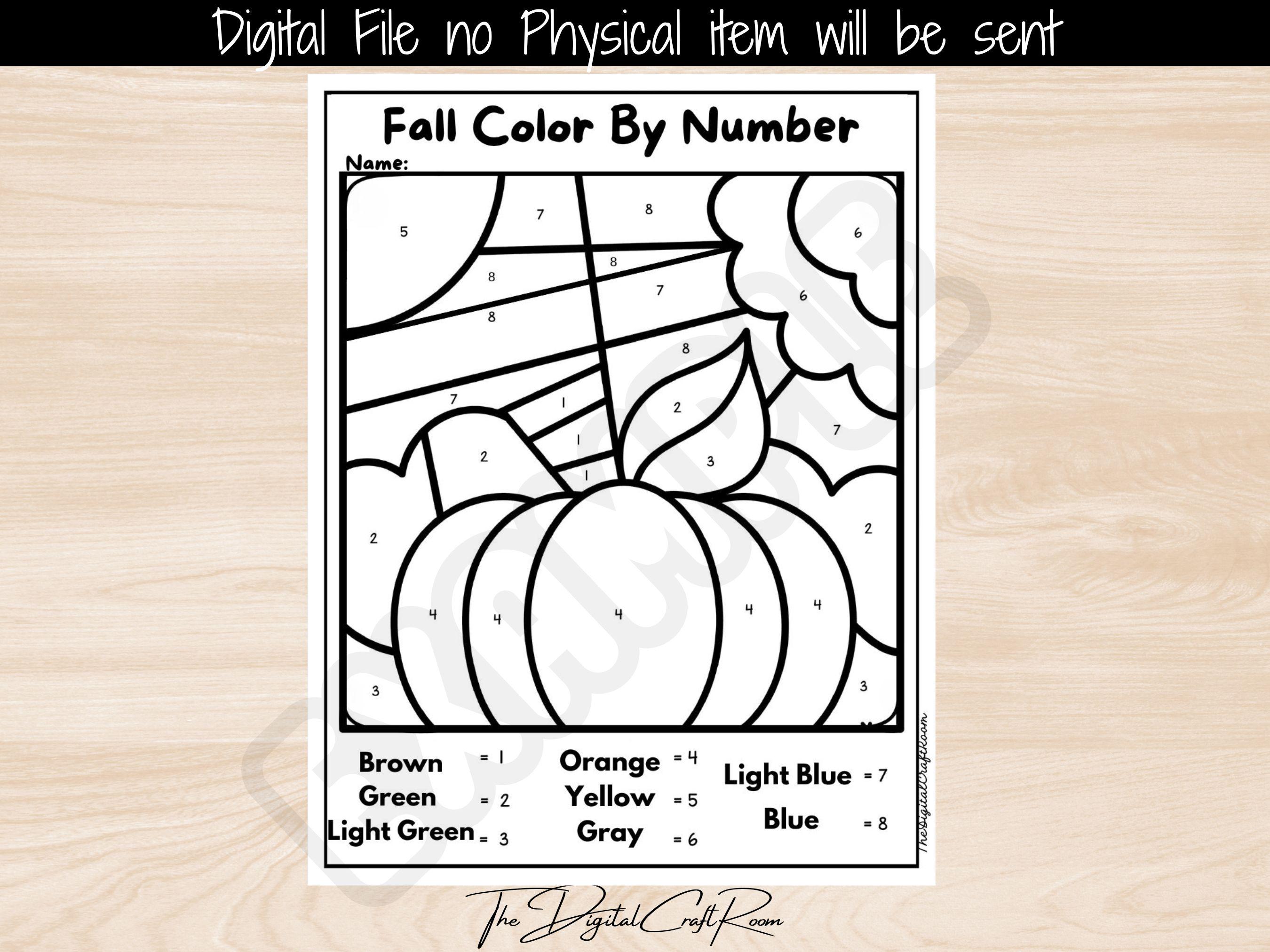 Fall Color by Number , Color by Number , Activity for Kids , Printable ...