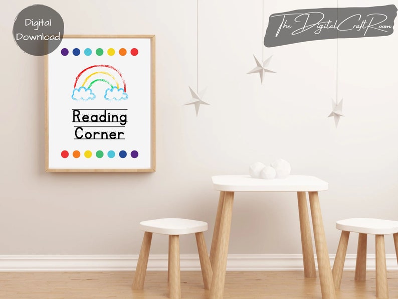 Reading Corner Sign, Let's Read, Reading Nook, Rainbow Classroom Decor ...