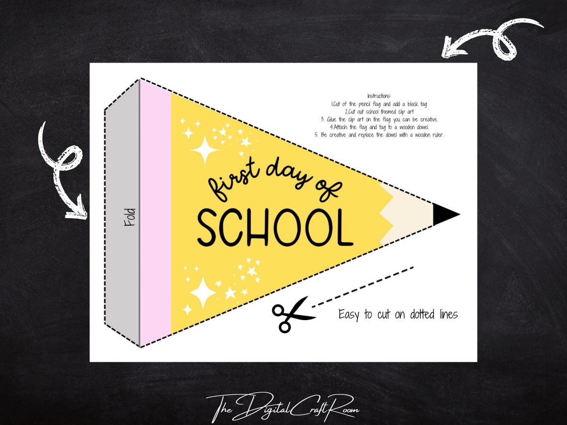 First Day of School Flags • Printable Back to School Pennant Flags ...