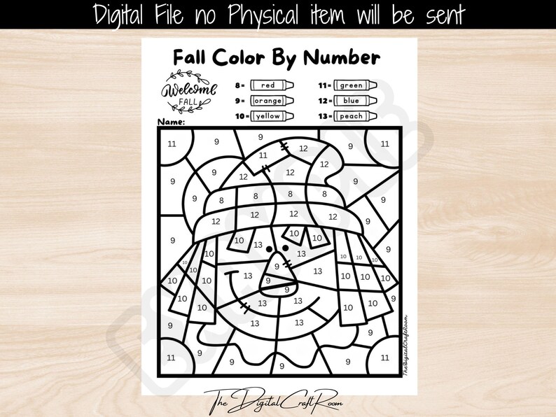 Fall Color by Number , Color by Number , Activity for Kids , Printable ...