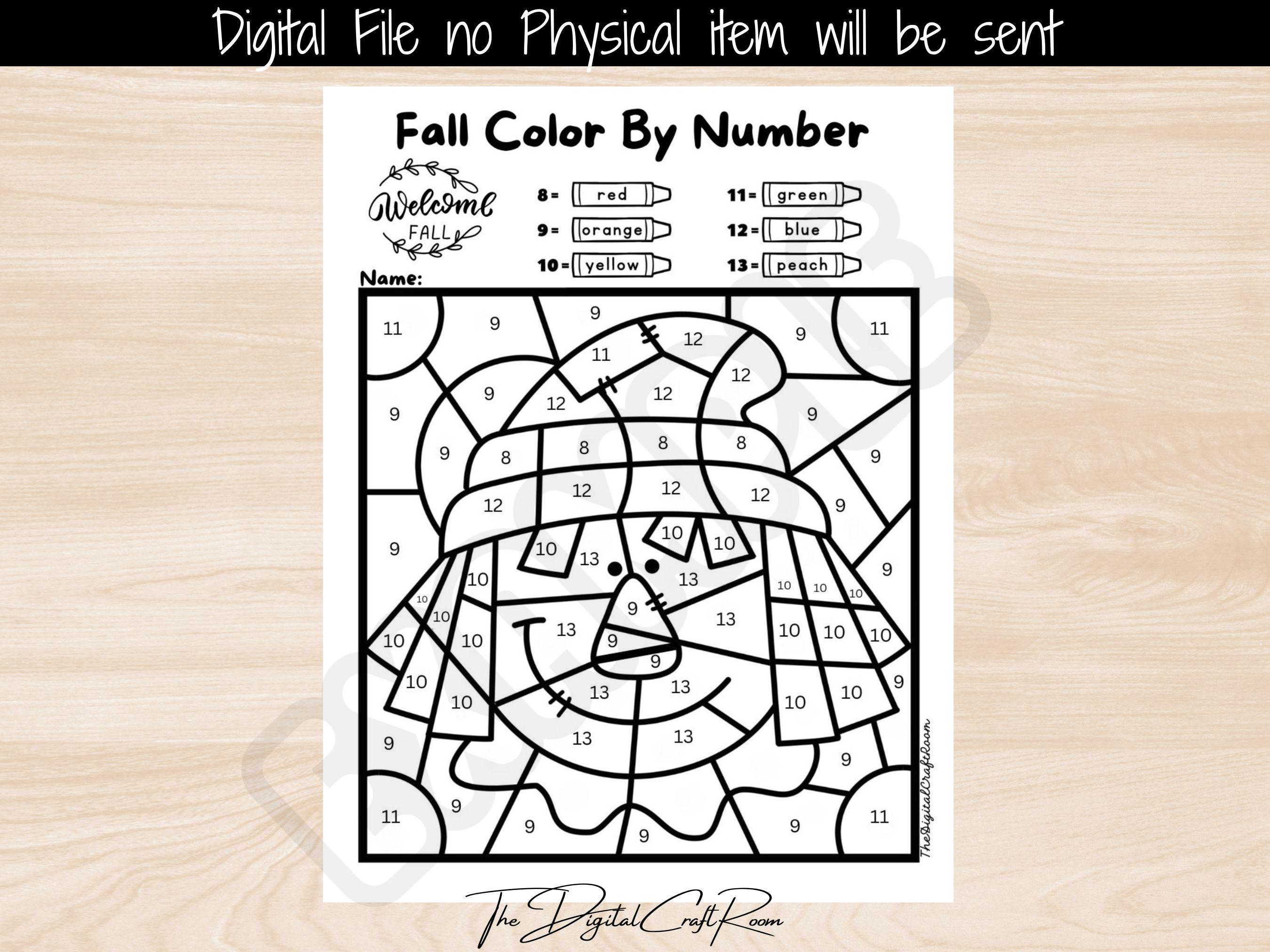 Fall Color by Number , Color by Number , Activity for Kids , Printable ...