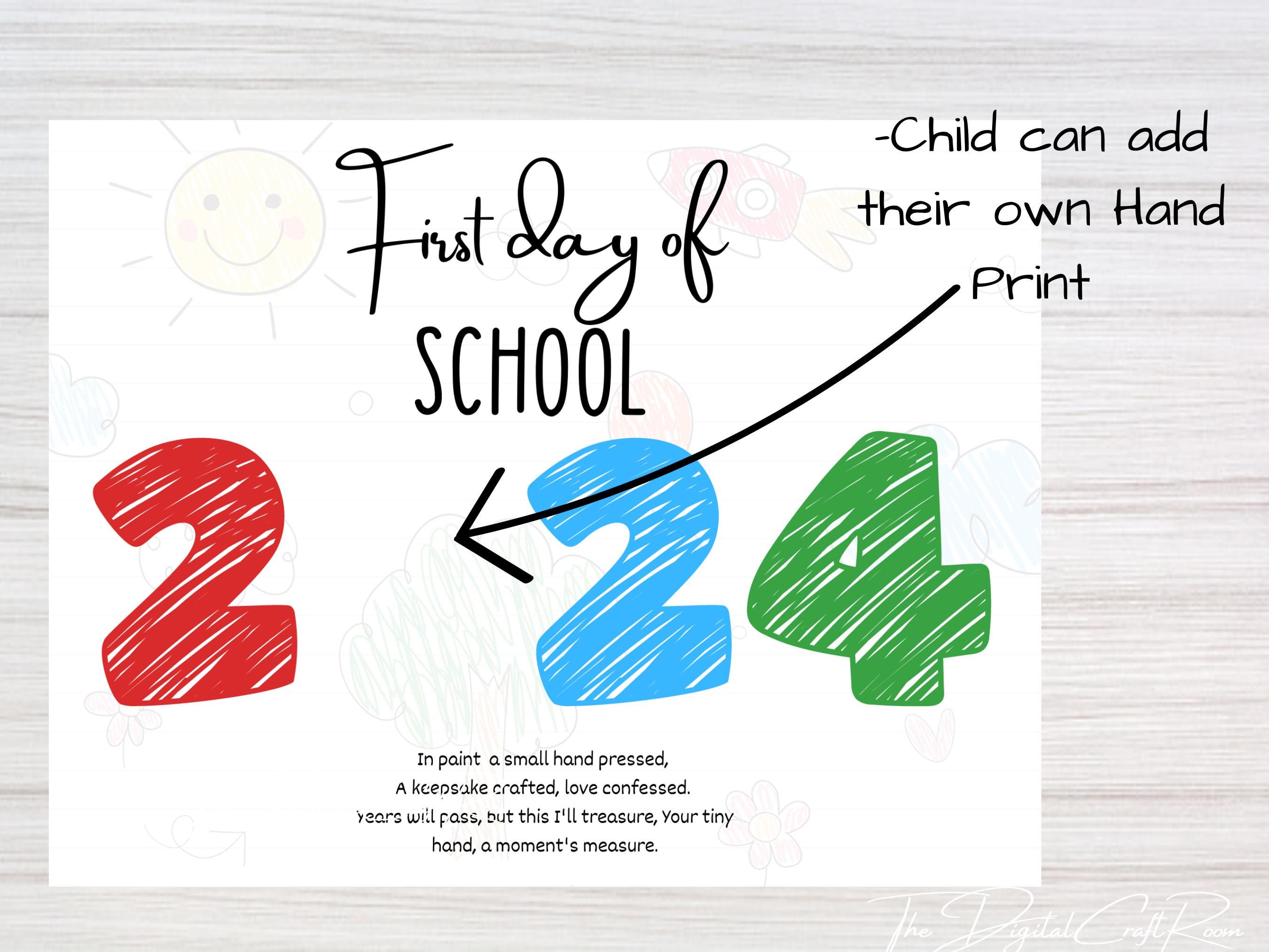 First Day of School Handprint Art, Kindergarten Preschool Handprint ...