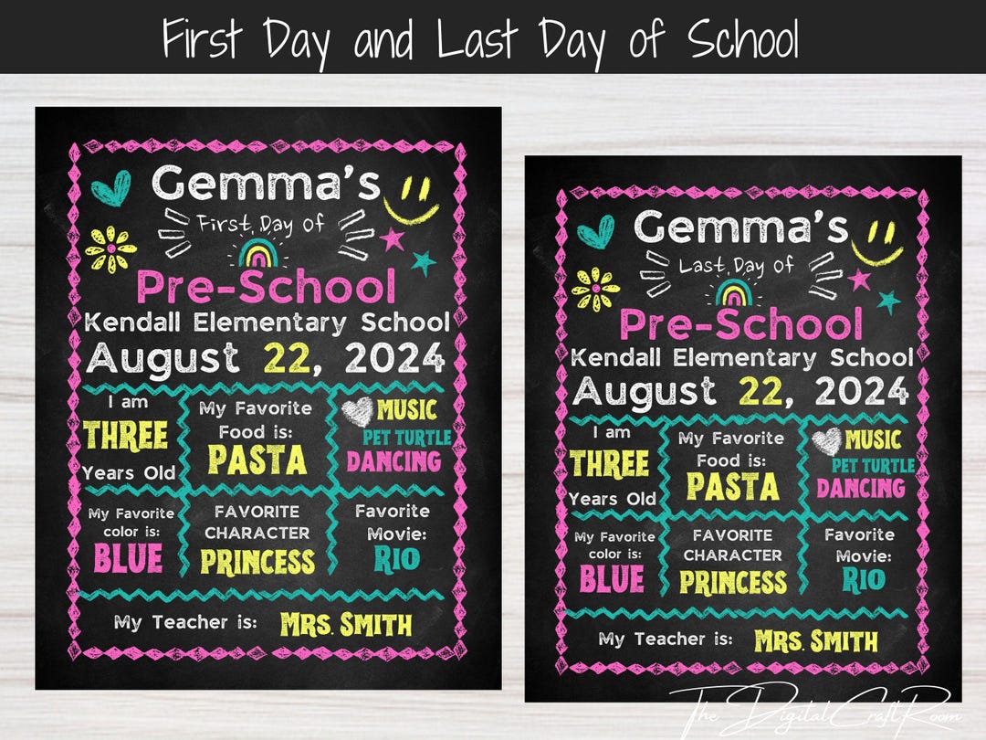Chalkboard Back to School Sign, First Day or Last Day, Editable and ...
