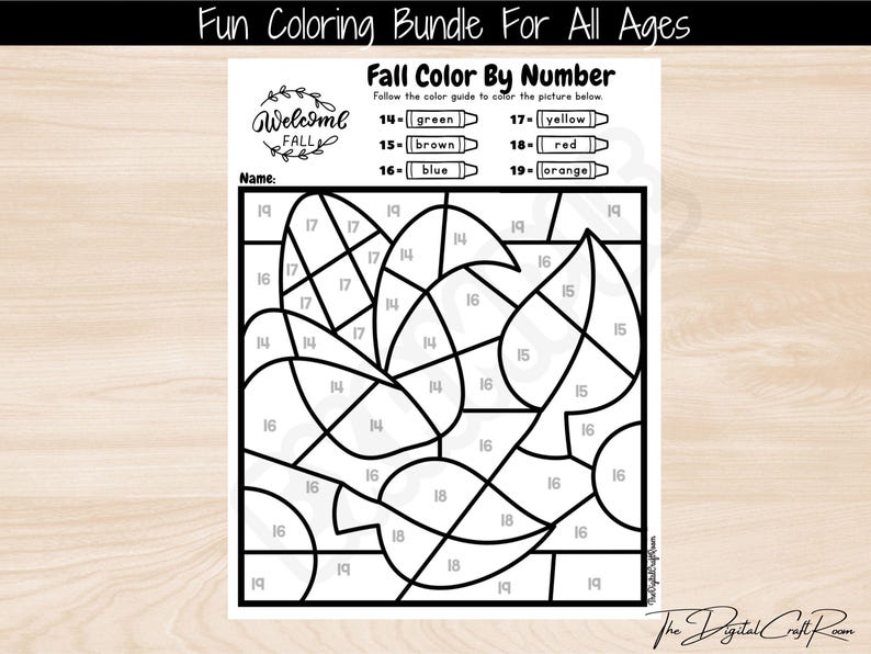 Fall Color by Number , Color by Number , Activity for Kids , Printable ...