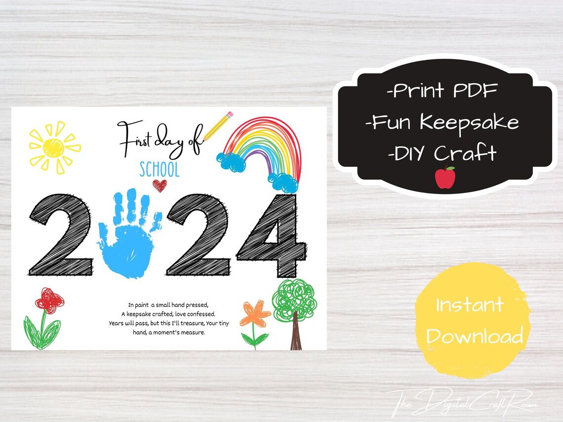 First Day of School Handprint Art, Kindergarten Preschool Handprint ...