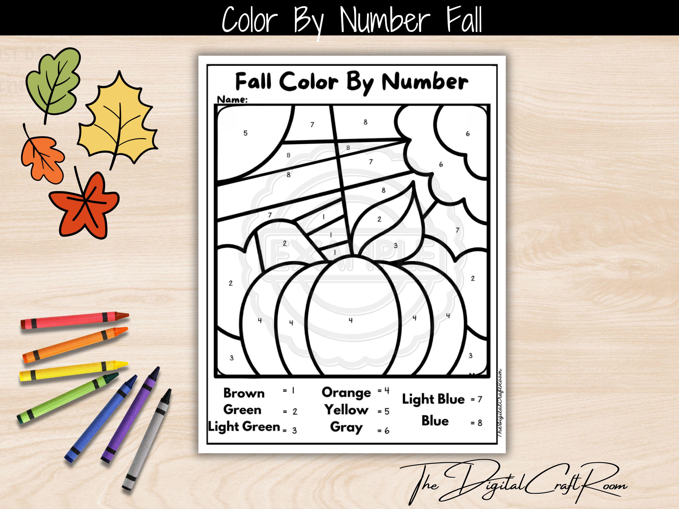 Autumn/fall Pumpkin Color by Number Coloring Page Thanksgiving Autumn ...
