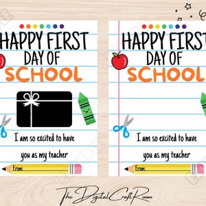 Printable First Day of School Gift Card Holder, Welcome Back to School ...