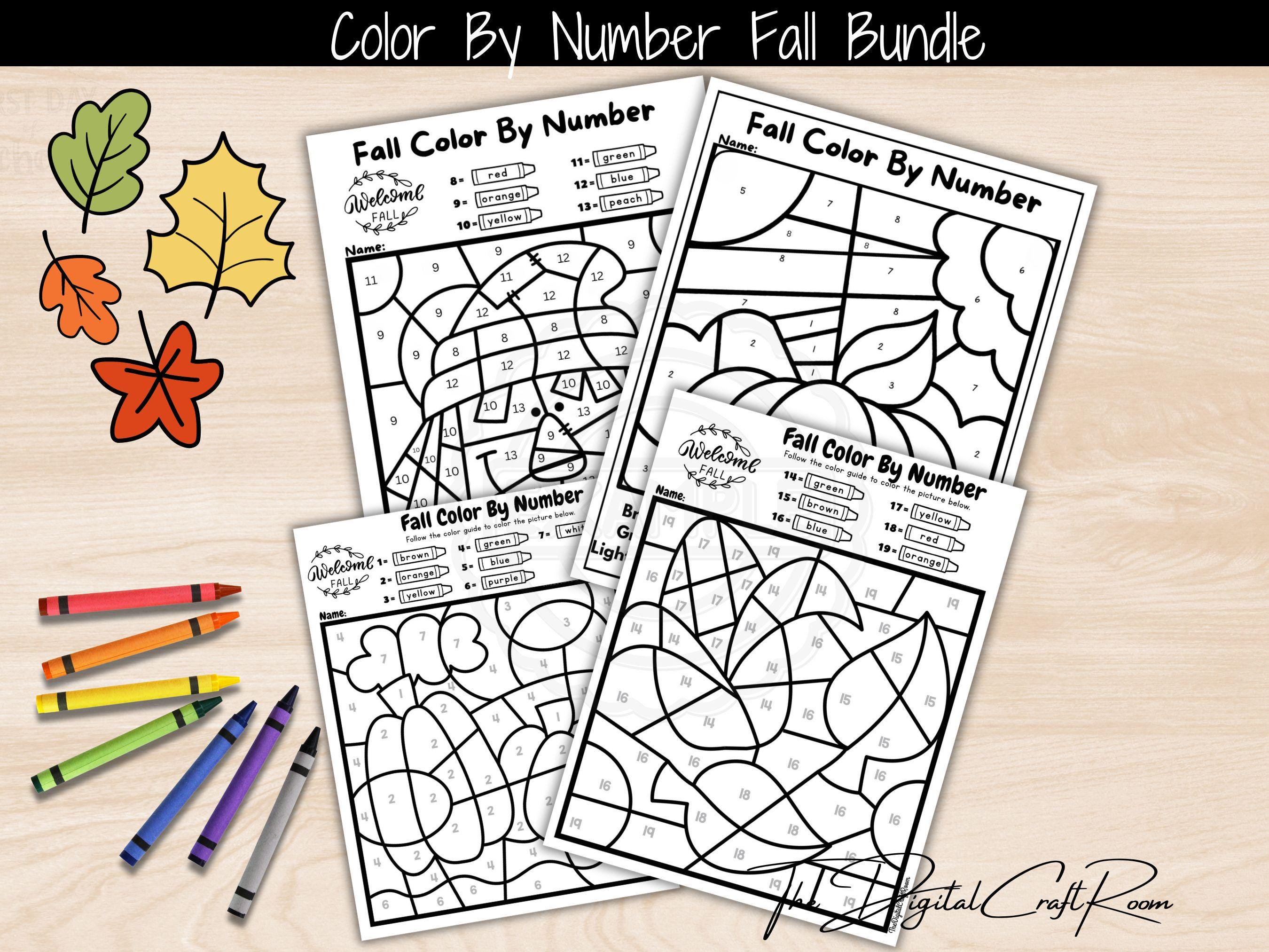 Fall Color by Number , Color by Number , Activity for Kids , Printable ...