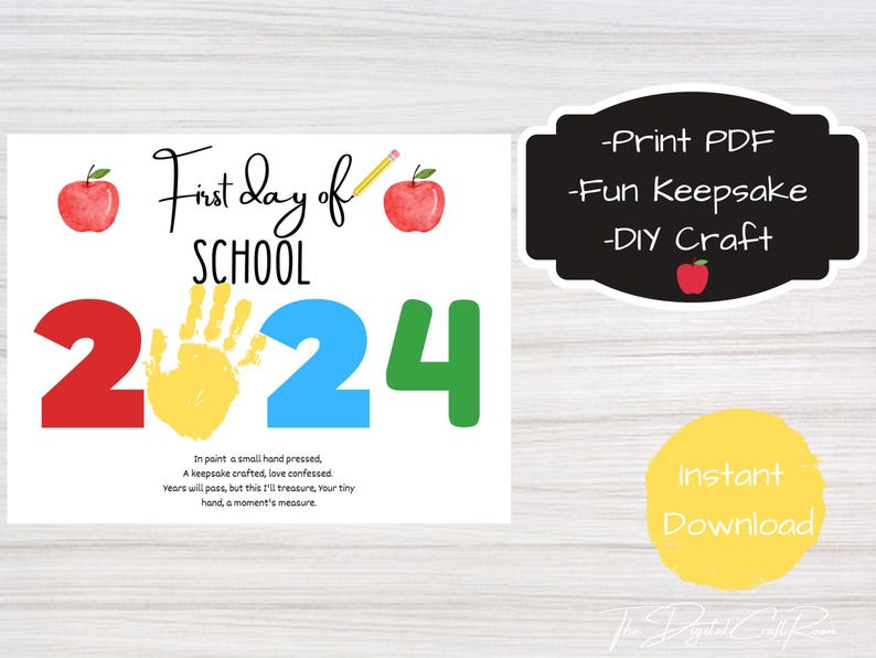 First Day of School Handprint Art, Kindergarten Preschool Handprint ...