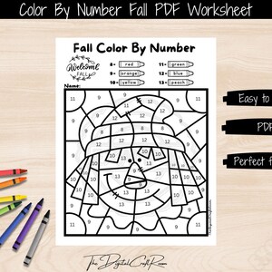 Autumn/fall Leaf Color by Number Coloring Page Scarecrow Thanksgiving ...