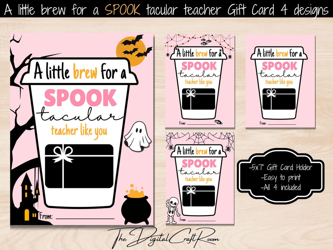 Halloween Gift Card Printable, Just A Little Brew, 5x7 Gift Card Holder ...