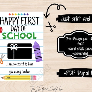Printable First Day of School Gift Card Holder, Welcome Back to School ...