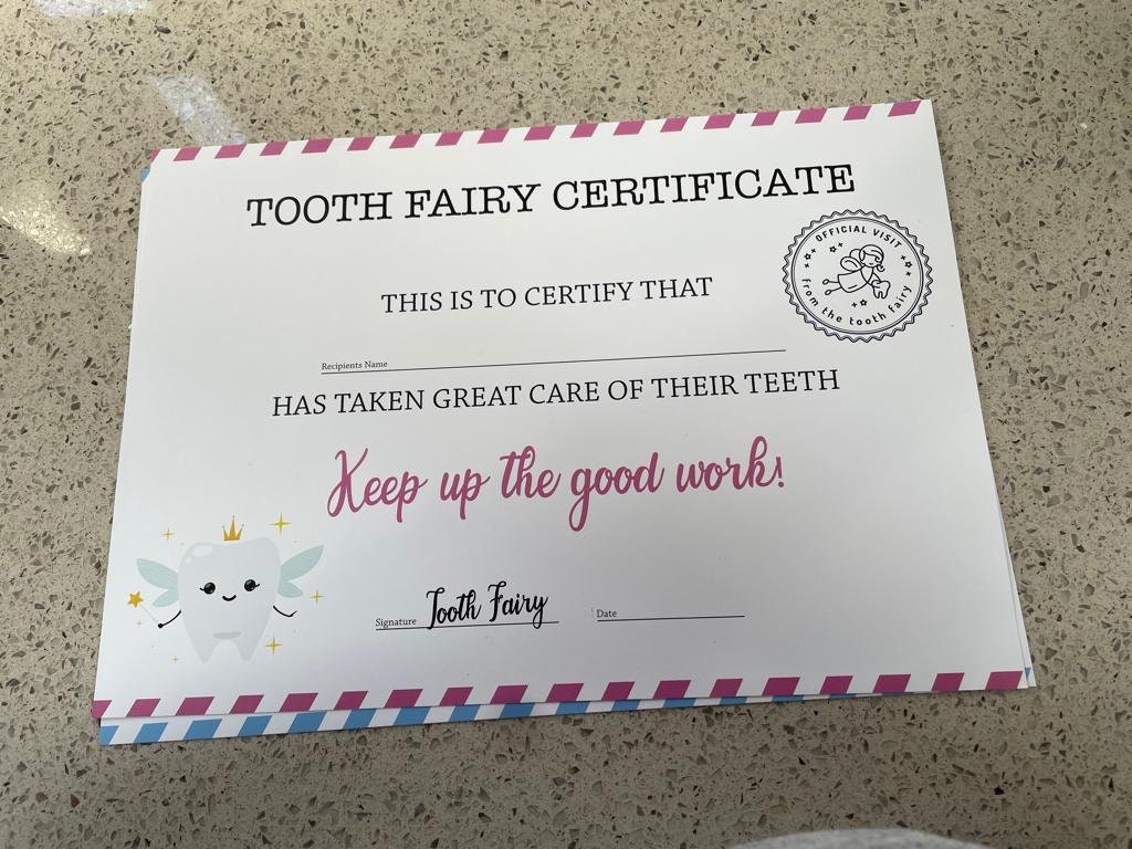 Tooth Fairy Certificate Celebrate Losing First Tooth - Etsy