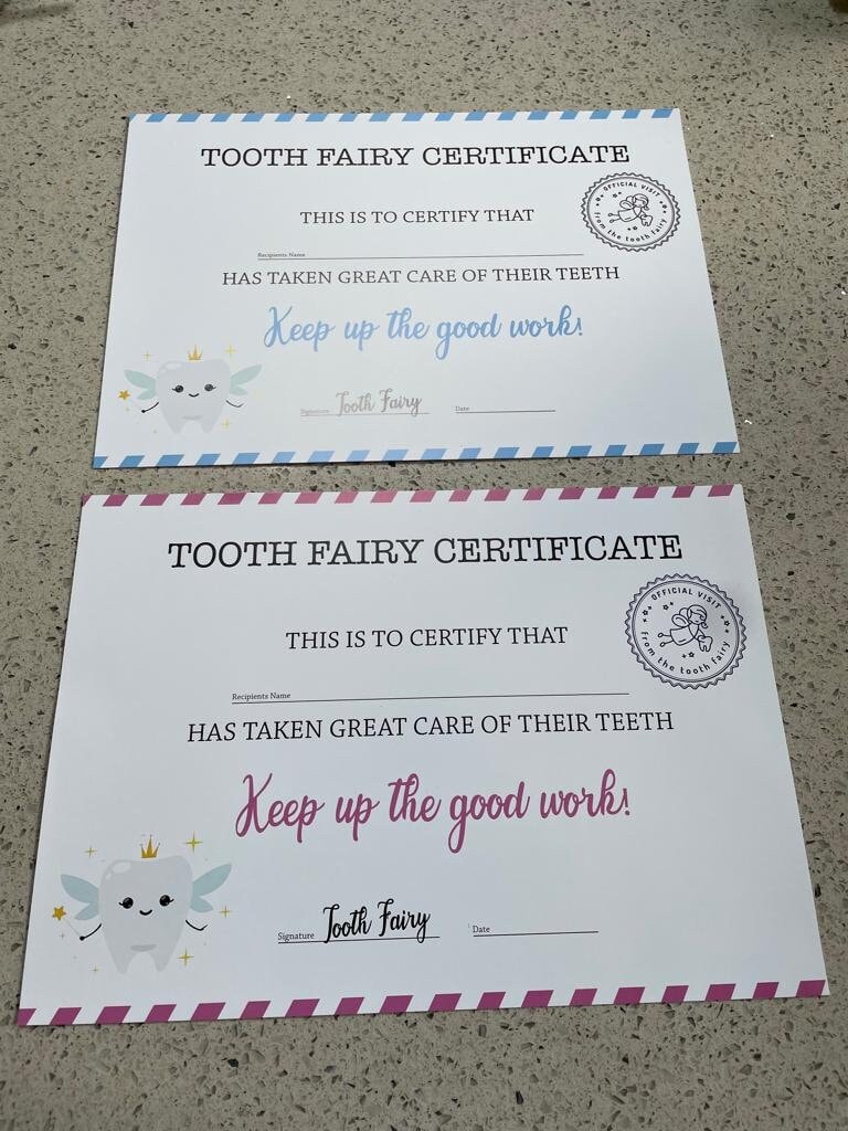 Tooth Fairy Certificate Celebrate Losing First Tooth - Etsy