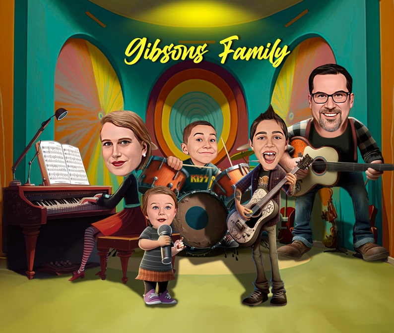 Custom Band Family Portrait | Funny Music Gift - Etsy