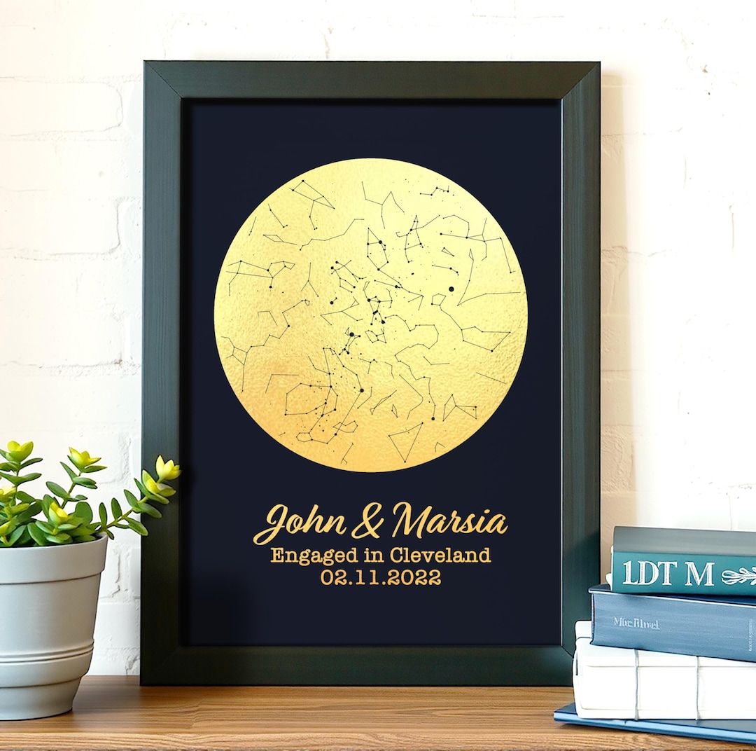 Custom Gold Foil Star Constellation Map Print, Personalized Celestial ...