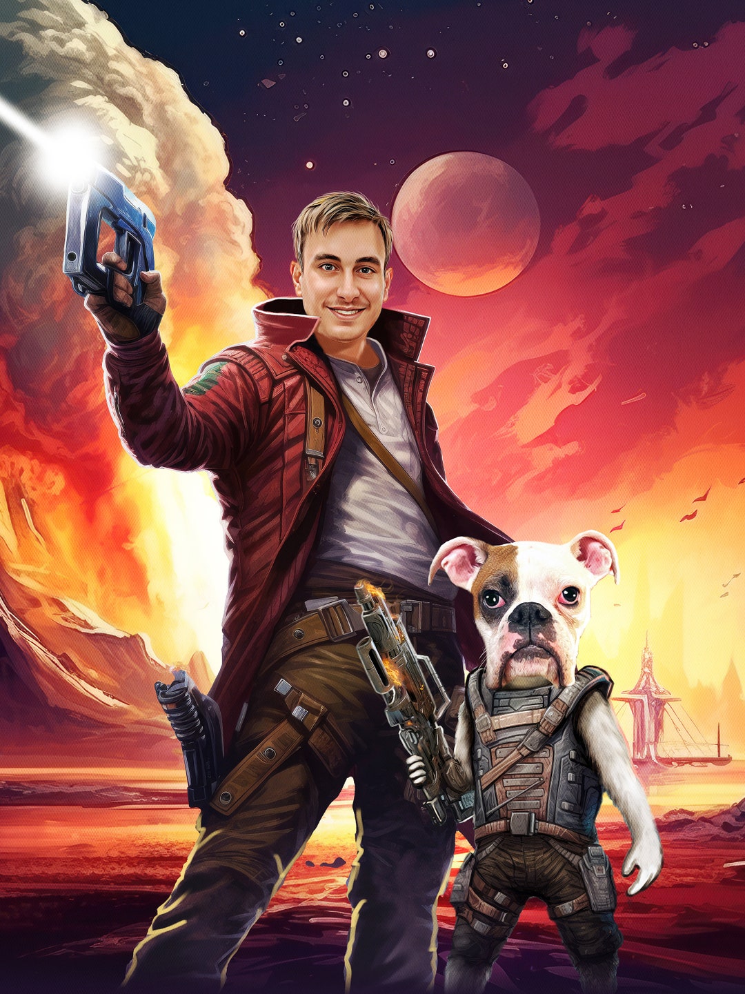 Star Lord and Rocket Racoon Portrait, Guardian of the Galaxy, Dog ...
