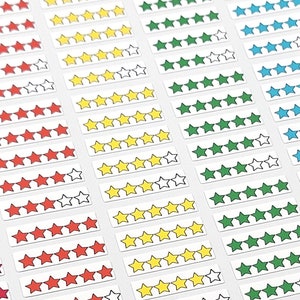 280 Star Rating Sticker 3 4 5 Colored Rainbow Multiple Colors - Etsy