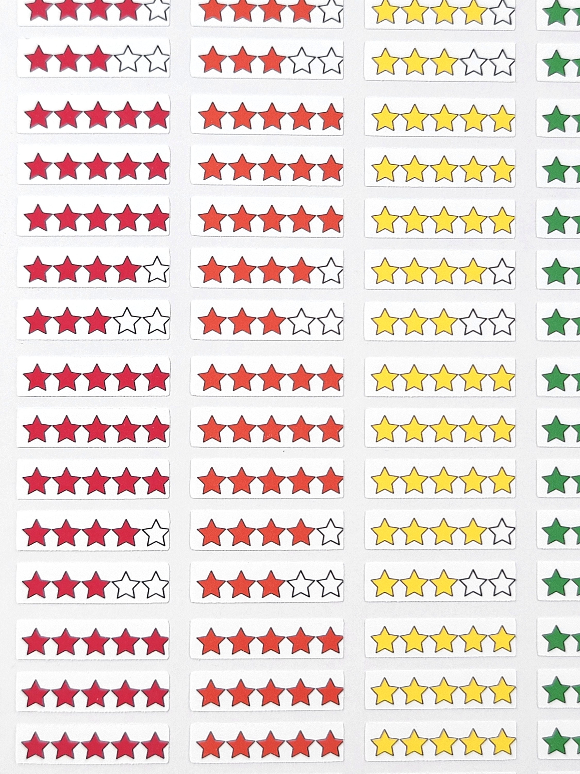 280 Star Rating Sticker 3 4 5 Colored Rainbow Multiple Colors - Etsy