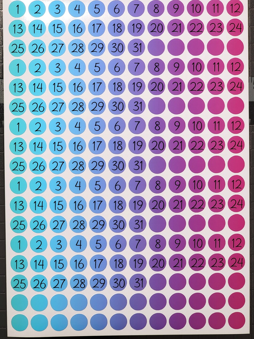 Numbered Date Dot Stickers Mini Monthly 5 Months Planner - Etsy