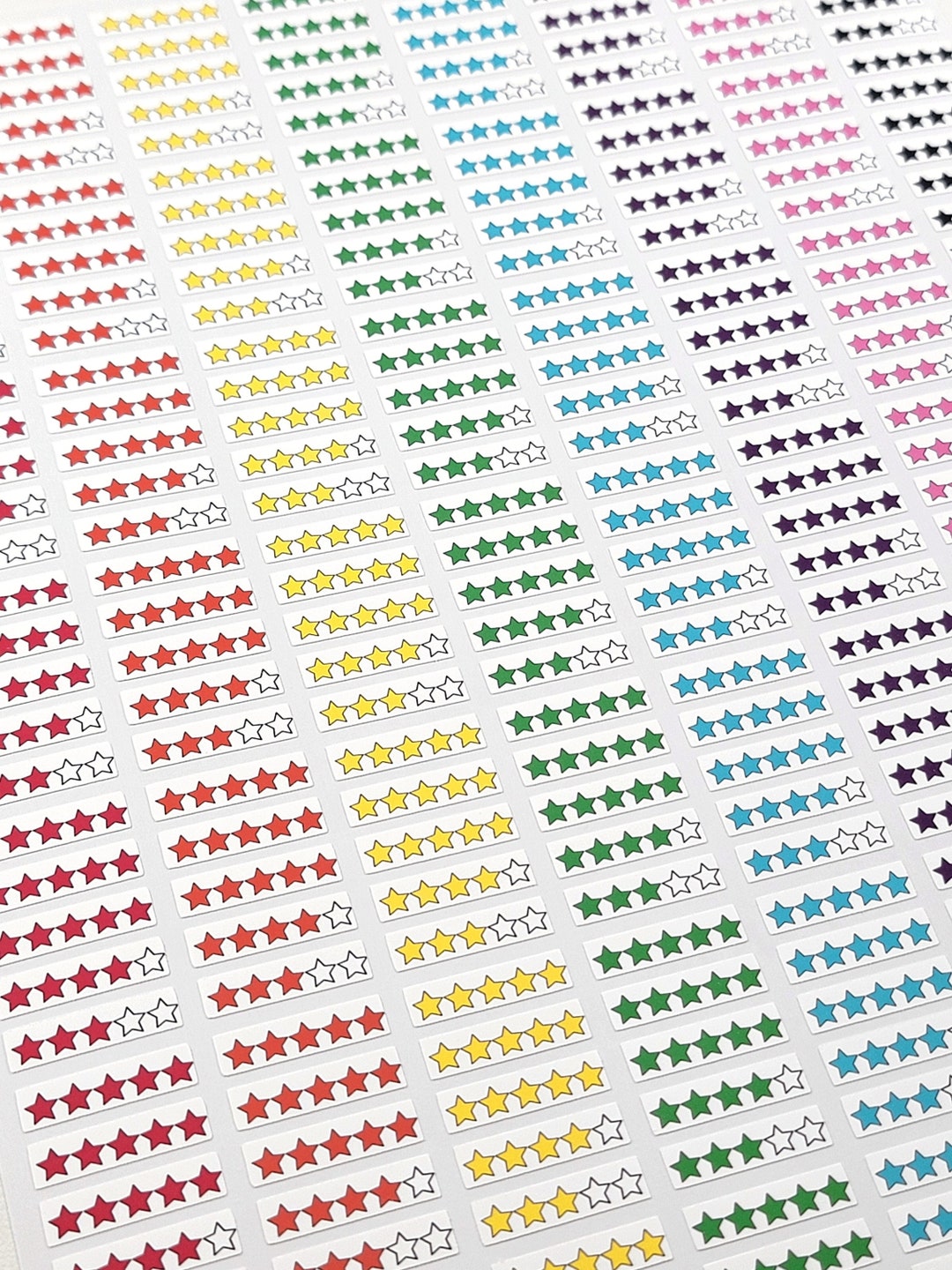 280 Star Rating Sticker 3 4 5 Colored Rainbow Multiple Colors - Etsy