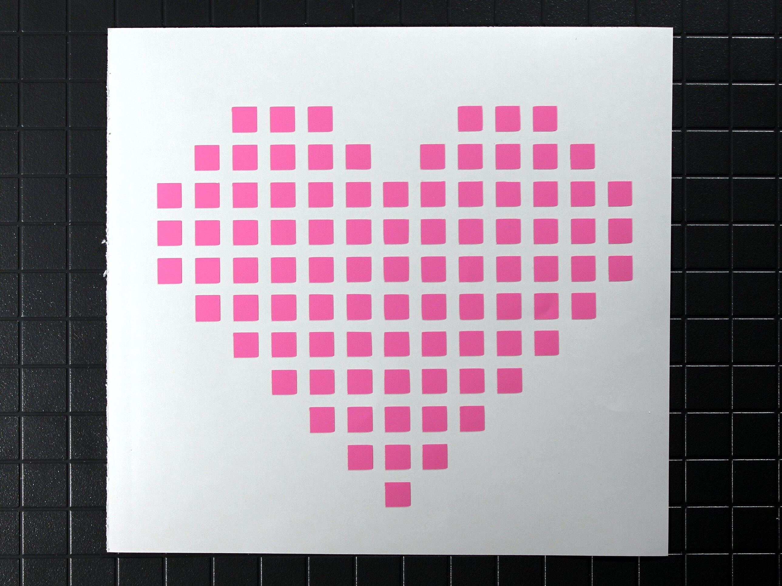 Pixel Heart Bright Pink Original Unique Love Blocky Art Square | Etsy