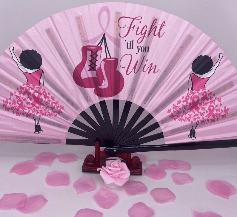 Fight Until You Win!" Breast Cancer Awareness Bamboo Hand Fan ...
