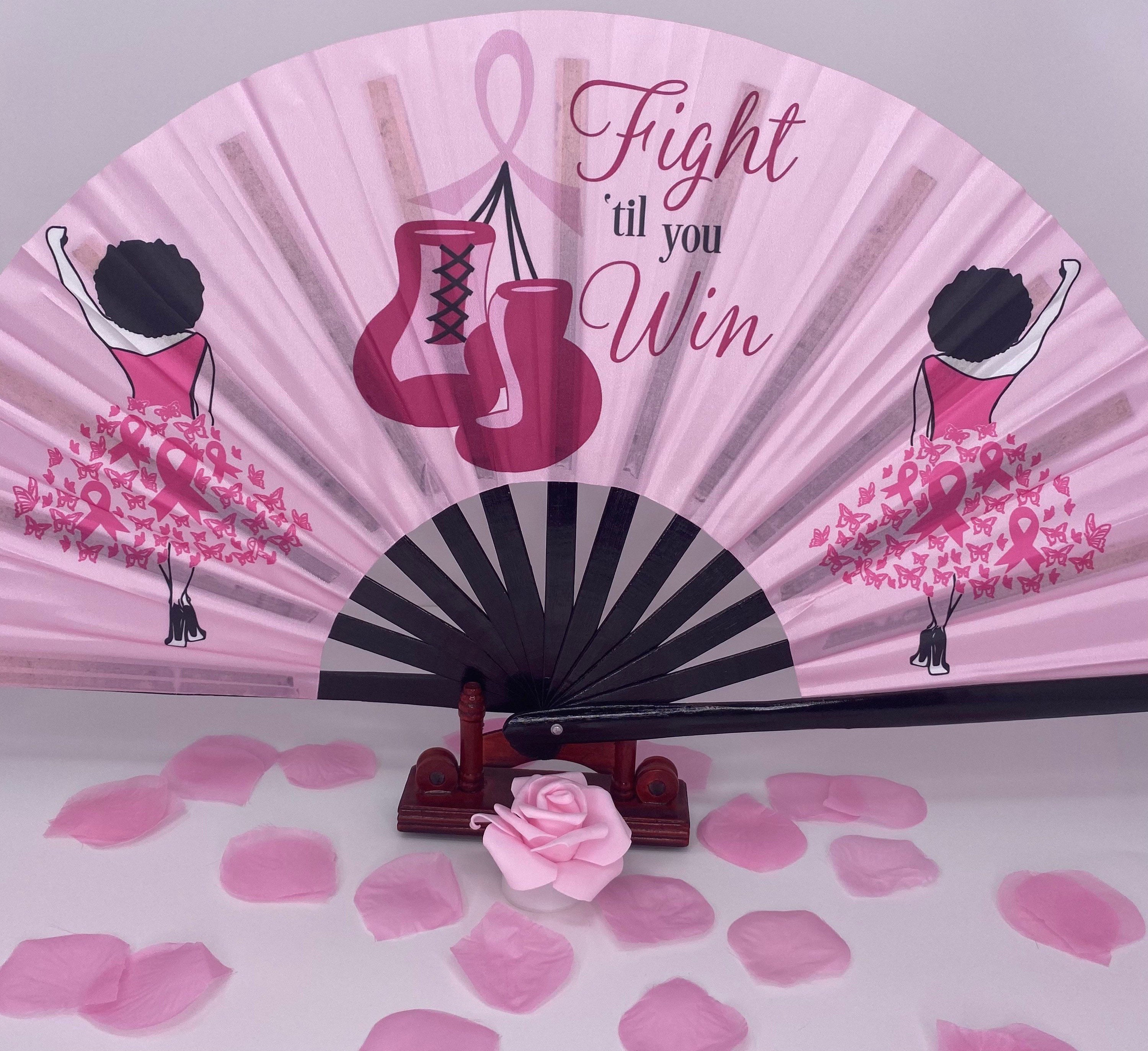 Fight Until You Win!" Breast Cancer Awareness Bamboo Hand Fan ...