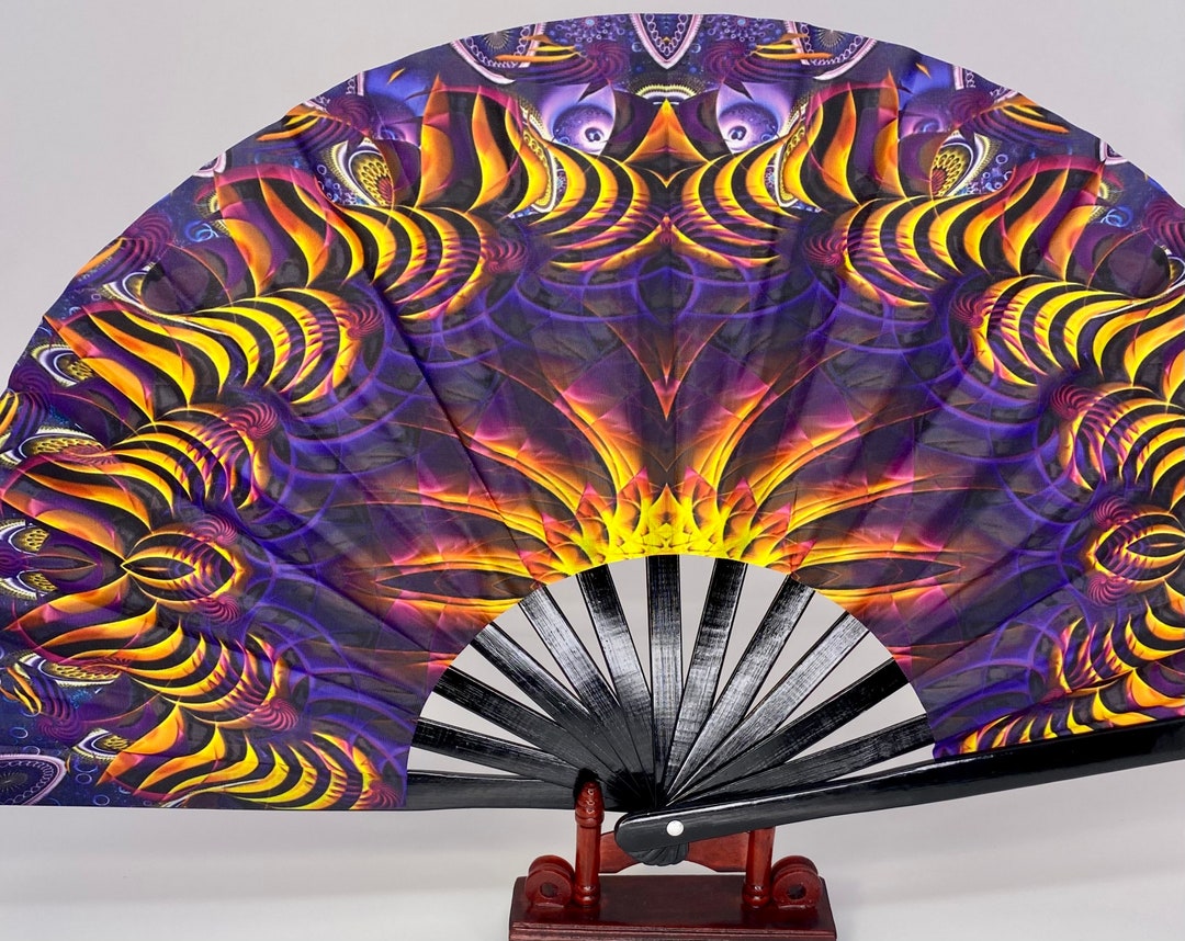 Holographic Glow Pattern Bamboo Fan|hand Fan With Eyes |personalized ...