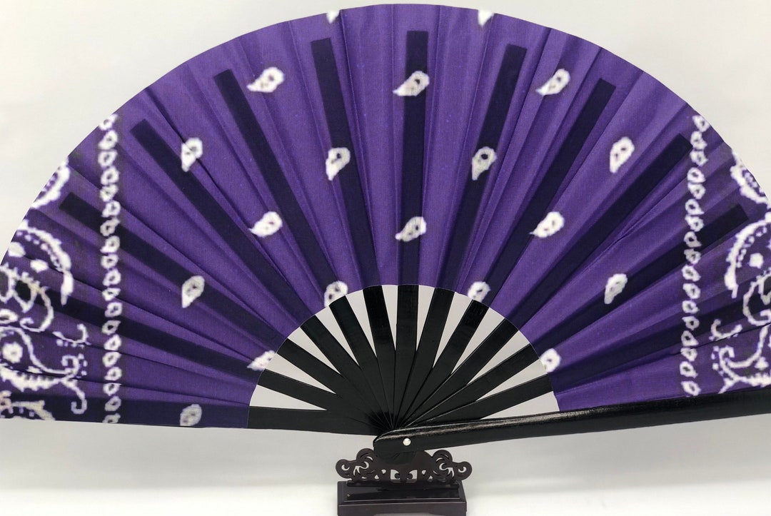 Blue Bandana Paisley Clack Fan|drag Race Fan|rave Fan|bandana Fan ...