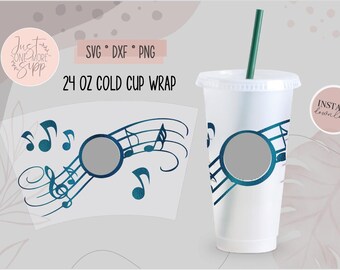Music Full Cup Wrap SVG Musical Notes and Treble Clef 24oz - Etsy