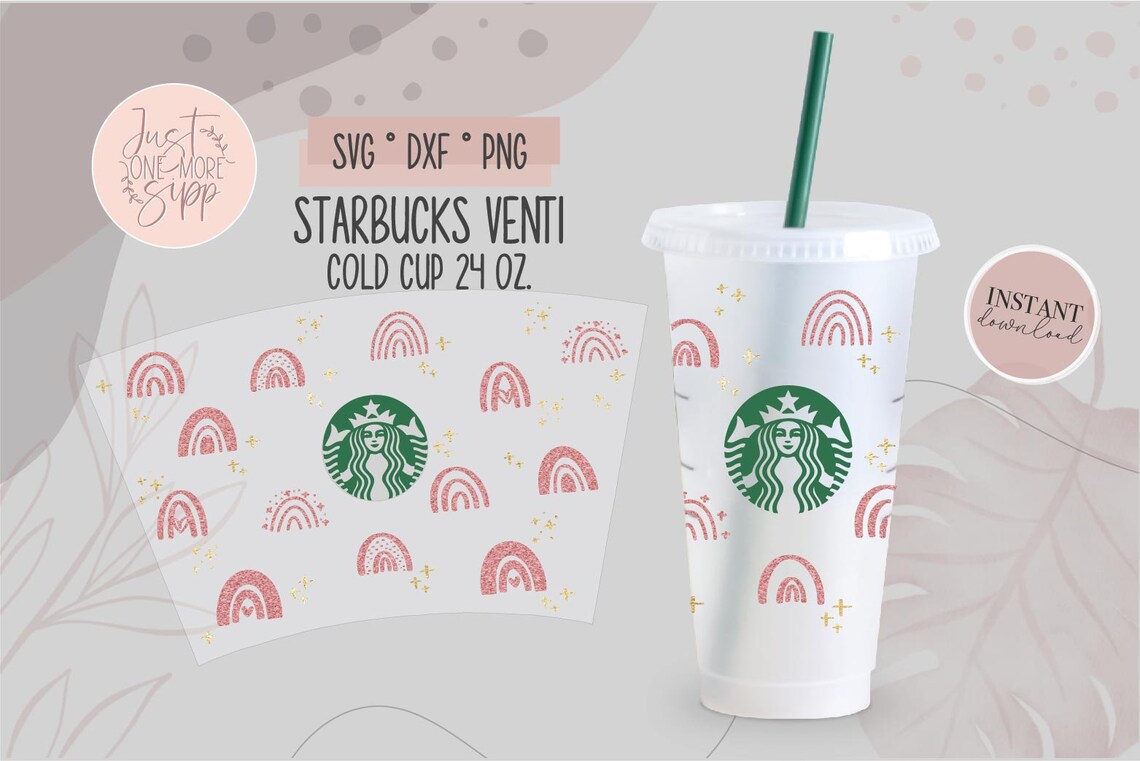Rainbow Full Wrap Svg Cold Cup Svg SVG for Starbucks Cup | Etsy