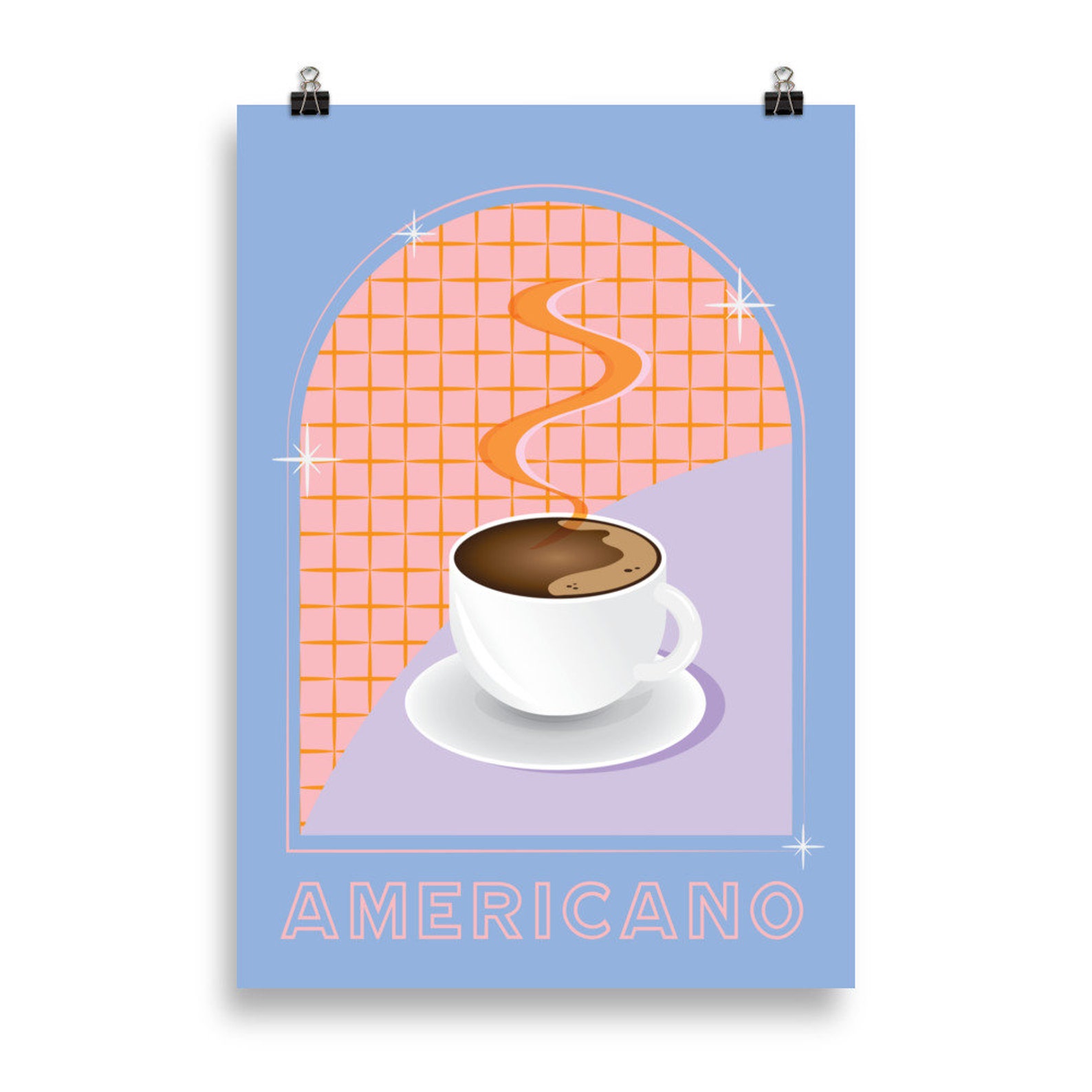 Americano Coffee Poster, Retro Wall Print, Coffee Bar Decor, Cute ...