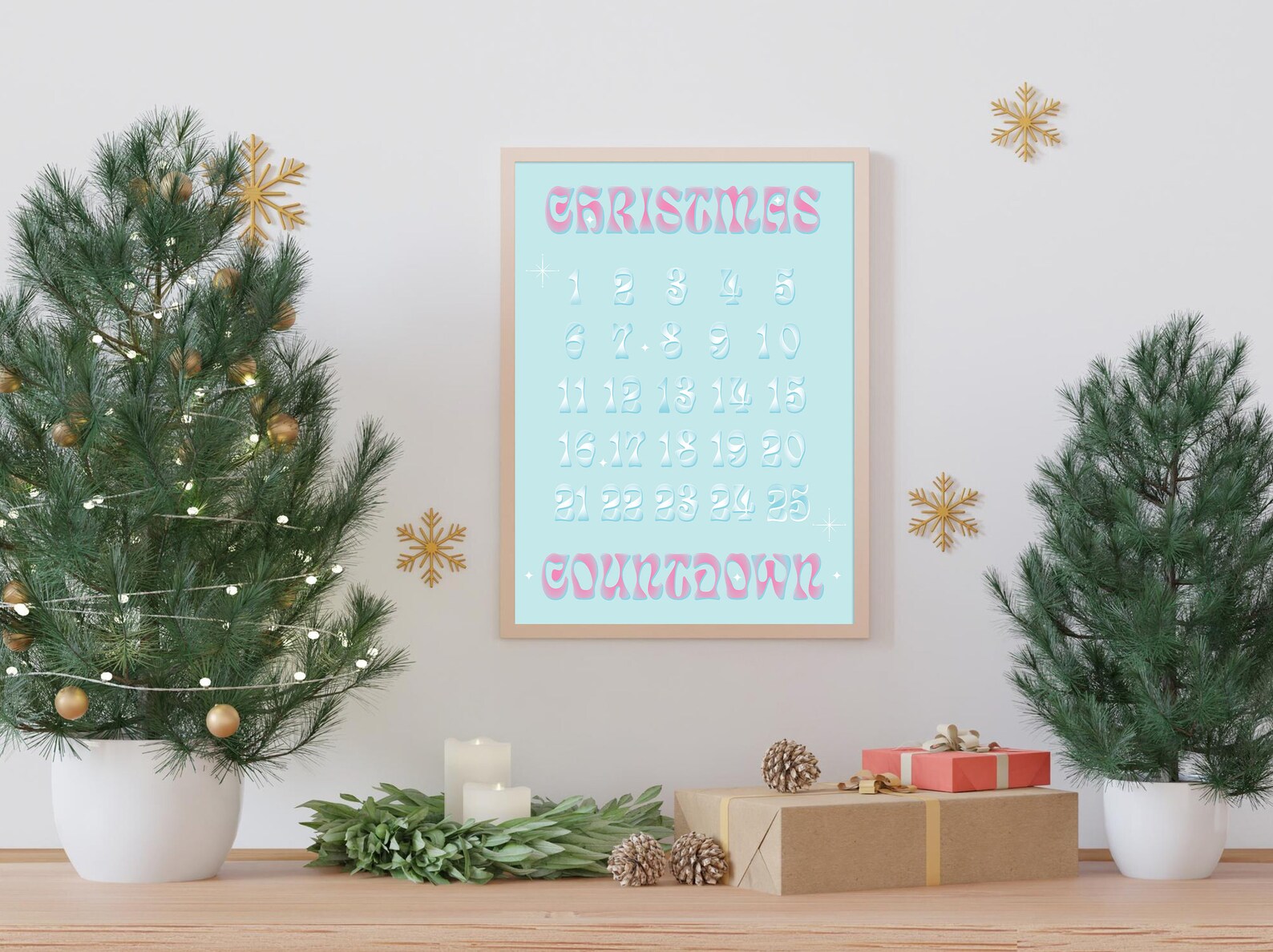 Printable Advent Calendar, Holiday Decor, 1950s Christmas Decorations ...
