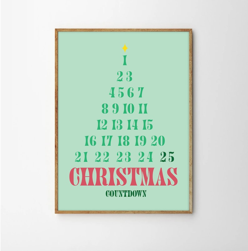 Christmas Countdown Tree, Printable Advent Calendar, Christmas Word Art ...