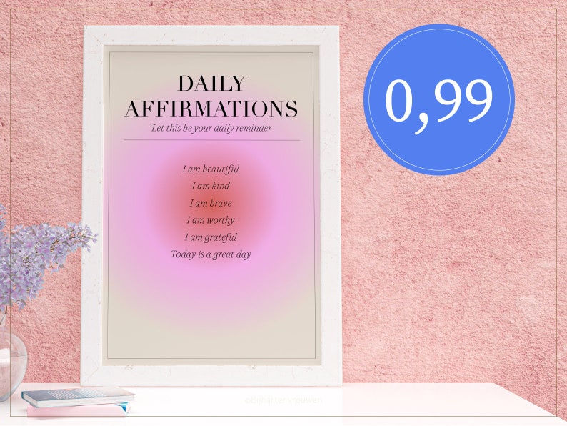 Daily Affirmations Aura Poster, Affirmation Print, Mental Health Poster ...