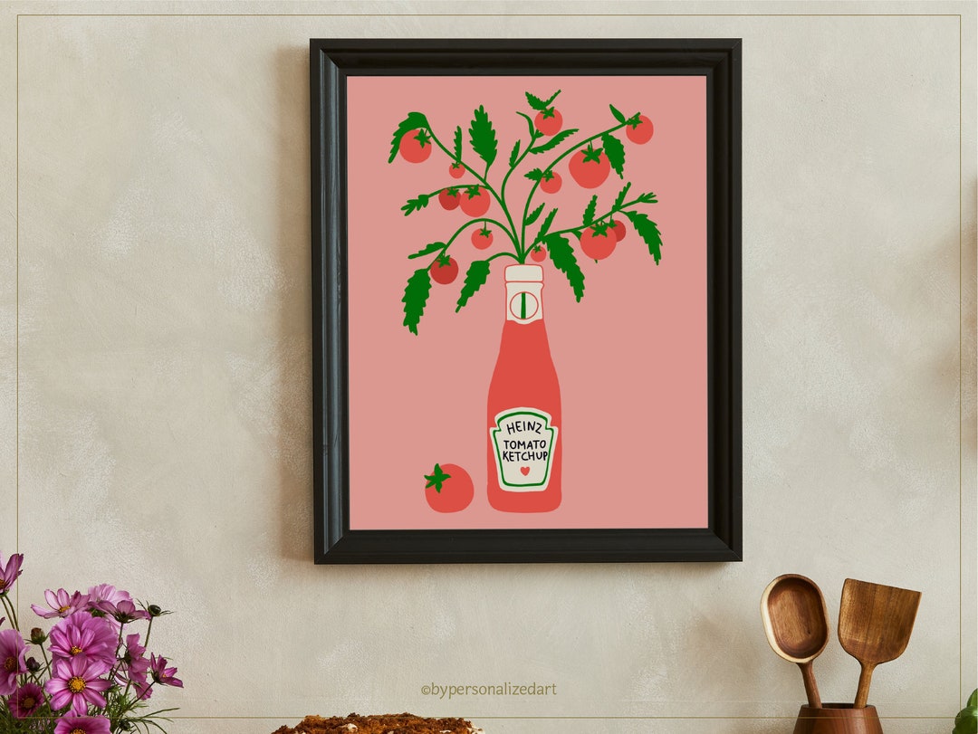 Food Art Tomato Ketchup Print RED, Kitchen Wall Art,retro Wall Decor ...