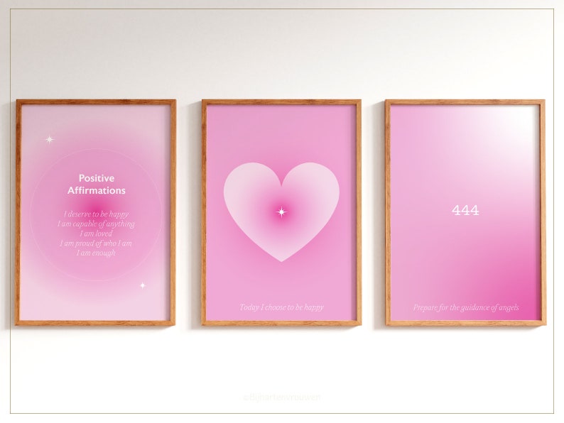 Positive Affirmations Aura Poster, Set of 3, Affirmation Print, Mental ...