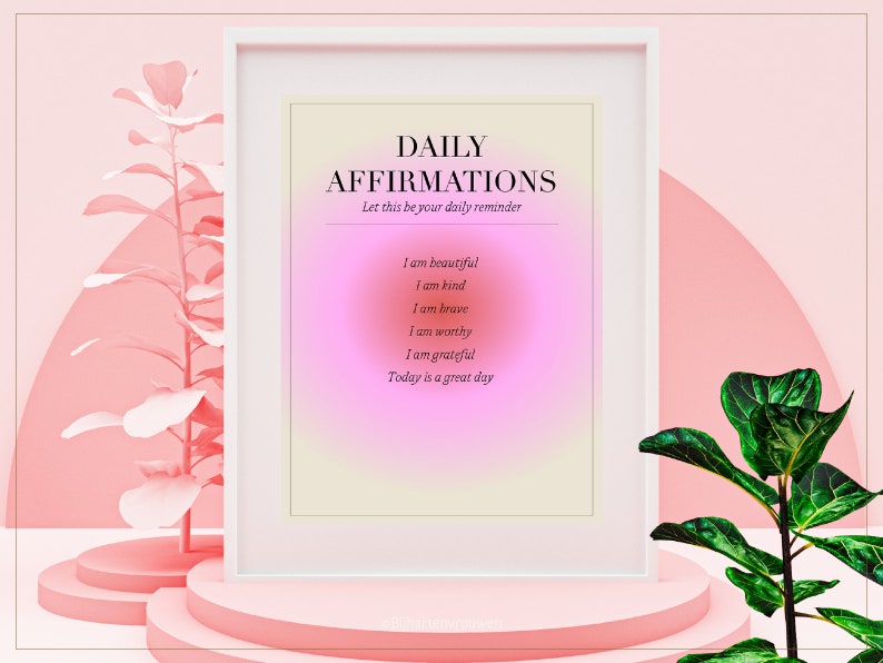 Daily Affirmations Aura Poster, Affirmation Print, Mental Health Poster ...