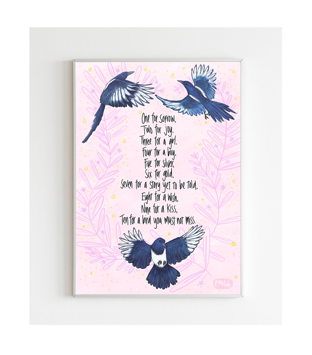 Magpie Nursery Rhyme Art Print - Baby Girl - Present Perfect for Baby ...